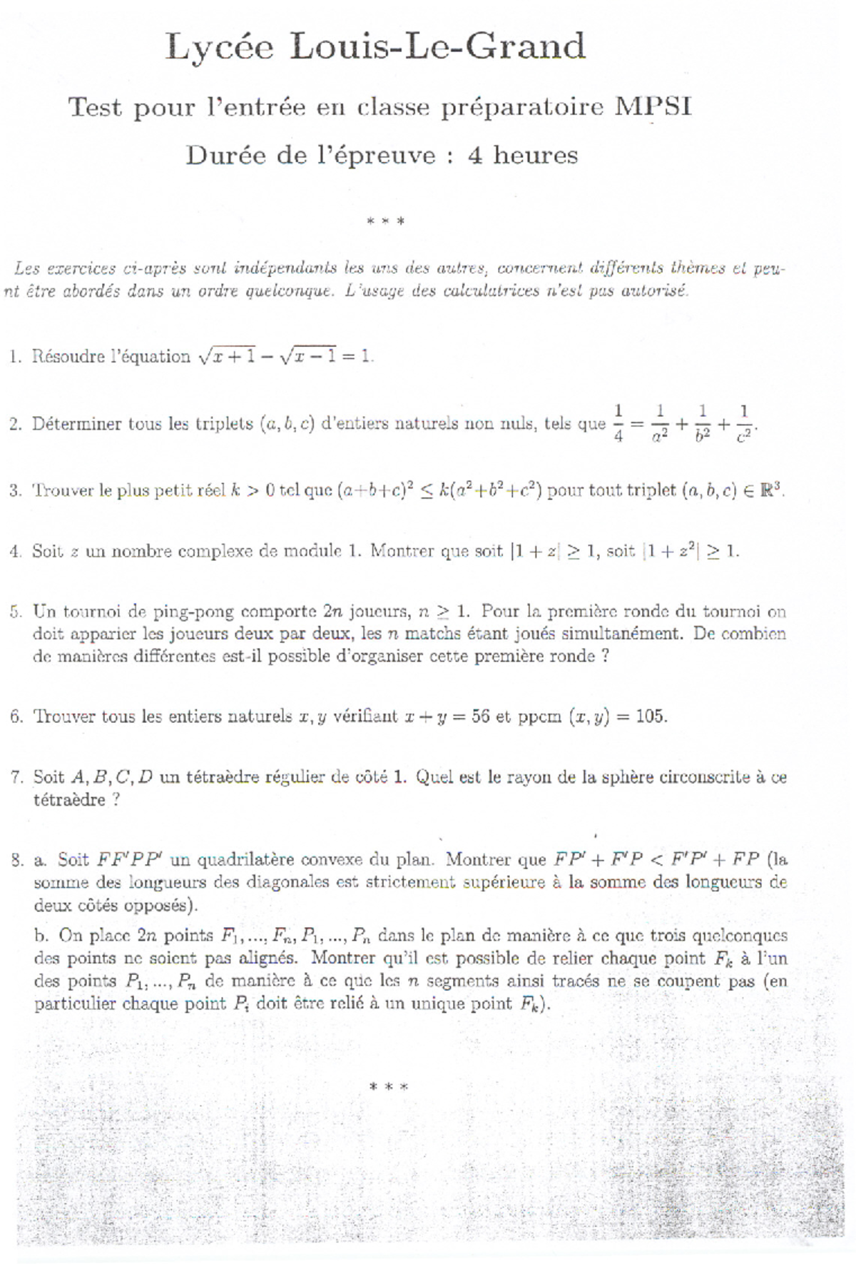 Louis 1 - Première partie DST TS1 LLG maths. - Lycée Louis-Le-Grand ...