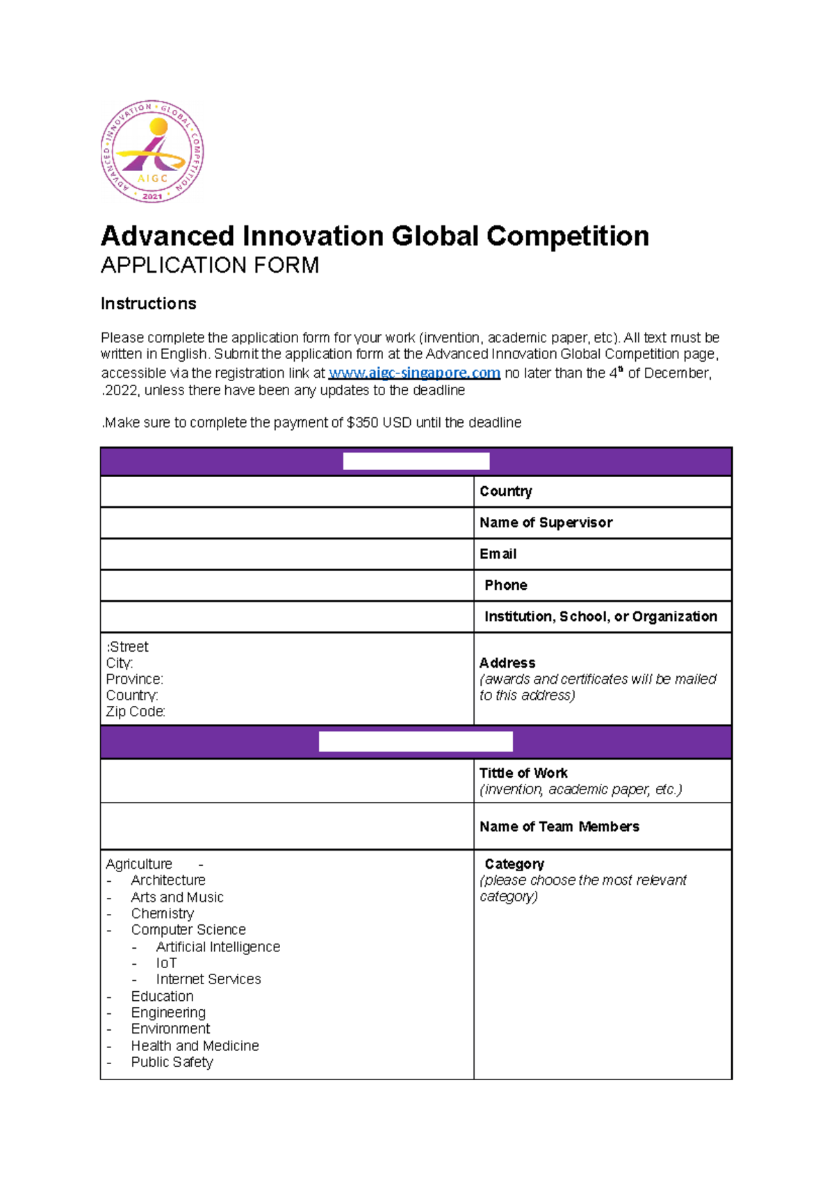 Advanced Innovation Global Competition 2022 - Advanced Innovation ...