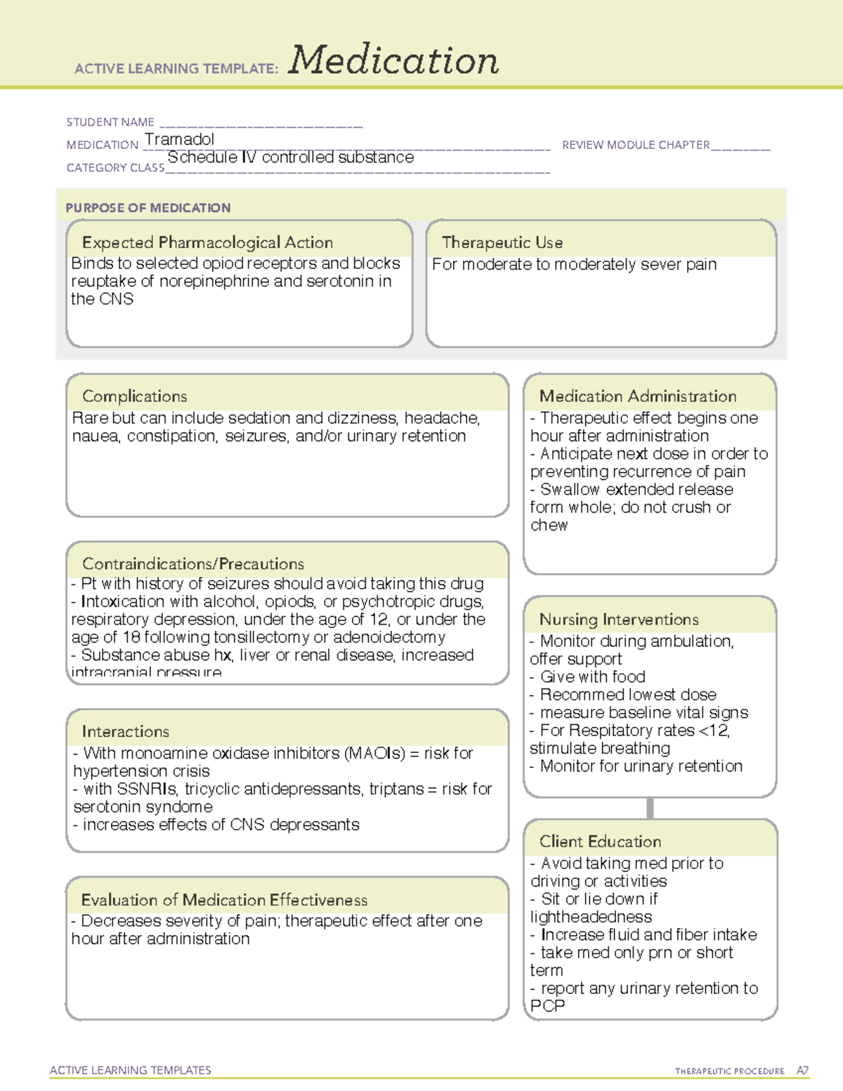 6 - drug template - ACTIVE LEARNING TEMPLATES THERAPEUTIC PROCEDURE A ...