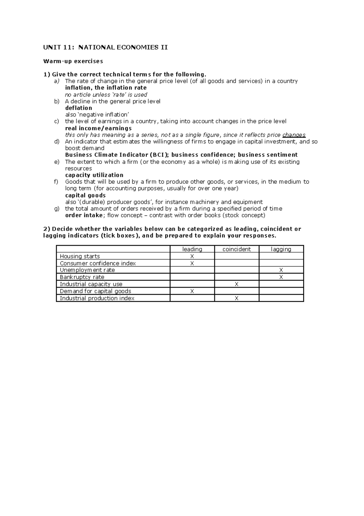 Unit 11 Answers to selected exercises - UNIT 11: NATIONAL ECONOMIES II ...