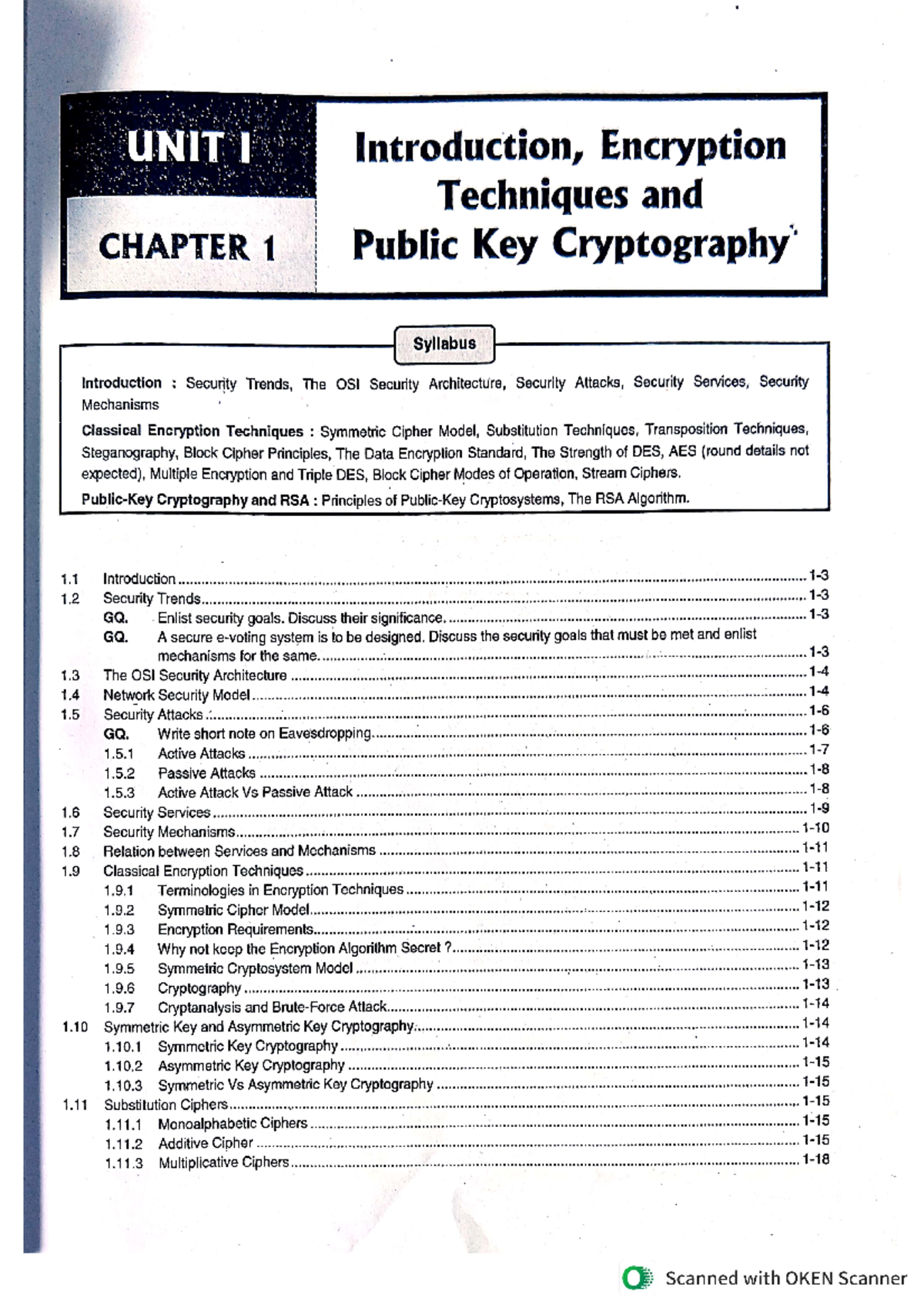 INS - its note ao ins - UNIT Introduction, Encryption Techniques and CHAPTER 1 Public Key - Studocu