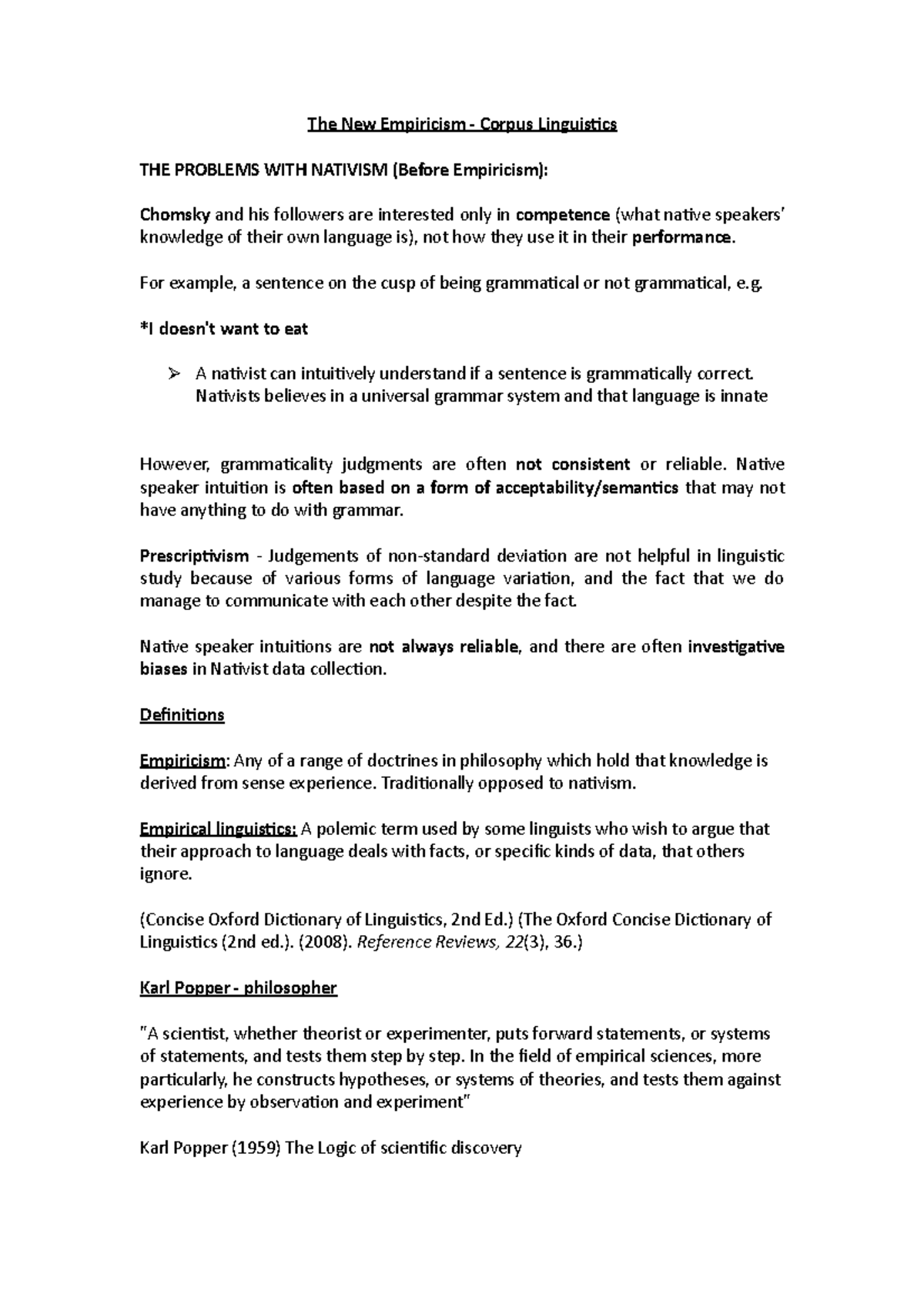 WEEK 11 The New Empiricism - The New Empiricism - Corpus Linguistics ...