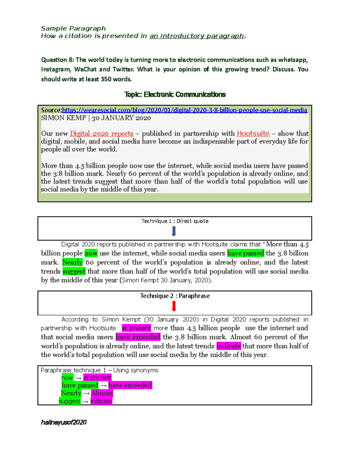 5 - Notes is good. - Sample Paragraph How a citation is presented in an ...