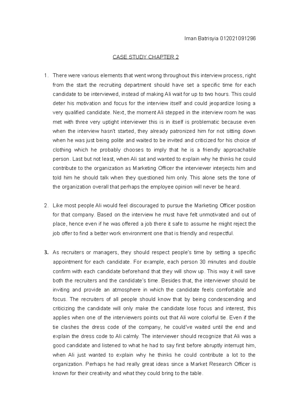Case Study Chapter 2 - Iman Batrisyia 012021091296 CASE STUDY CHAPTER 2 ...