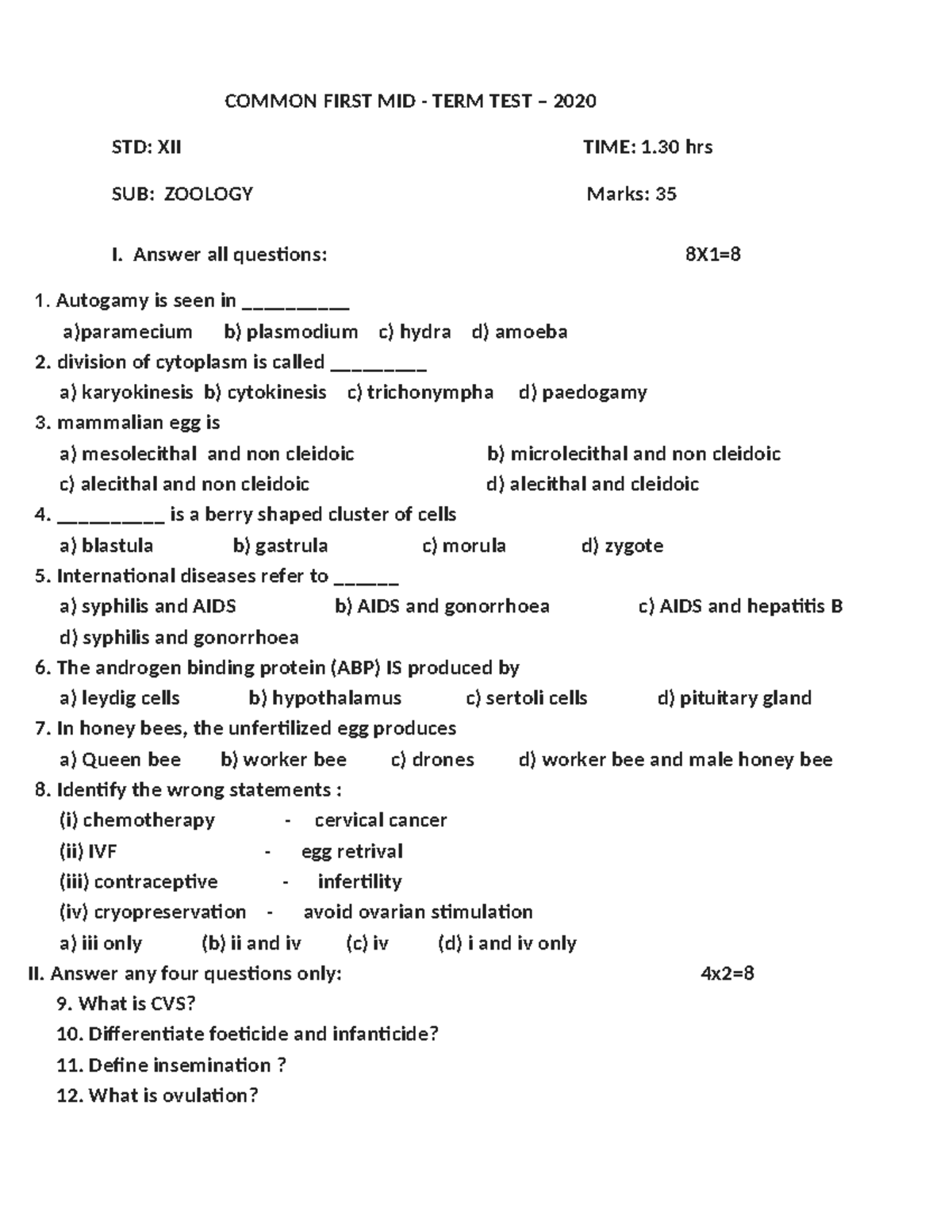 MT TEST SET-4 - GOOD - COMMON FIRST MID - TERM TEST – 2020 STD: XII ...