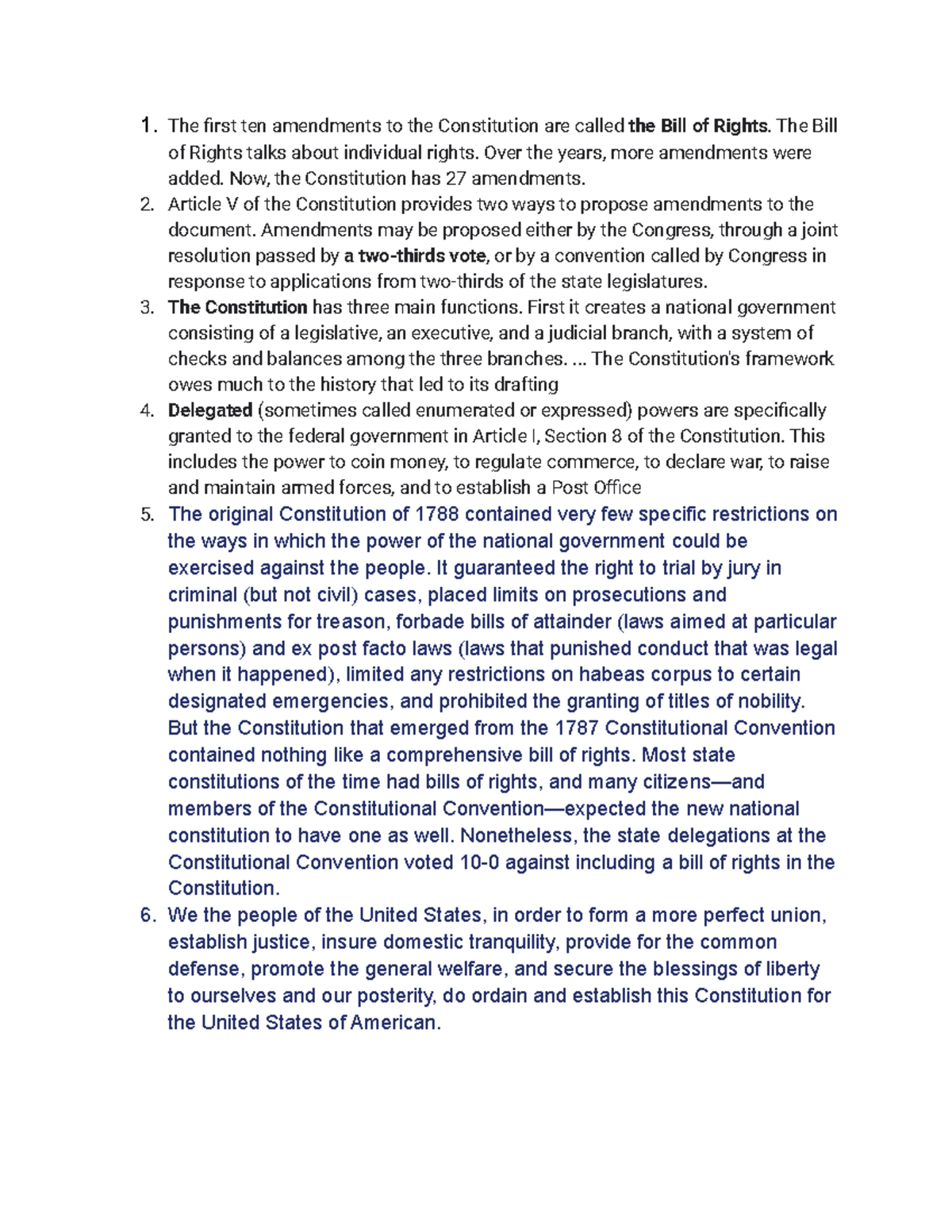 - 3 - Prof g - 1. The first ten amendments to the Constitution are ...