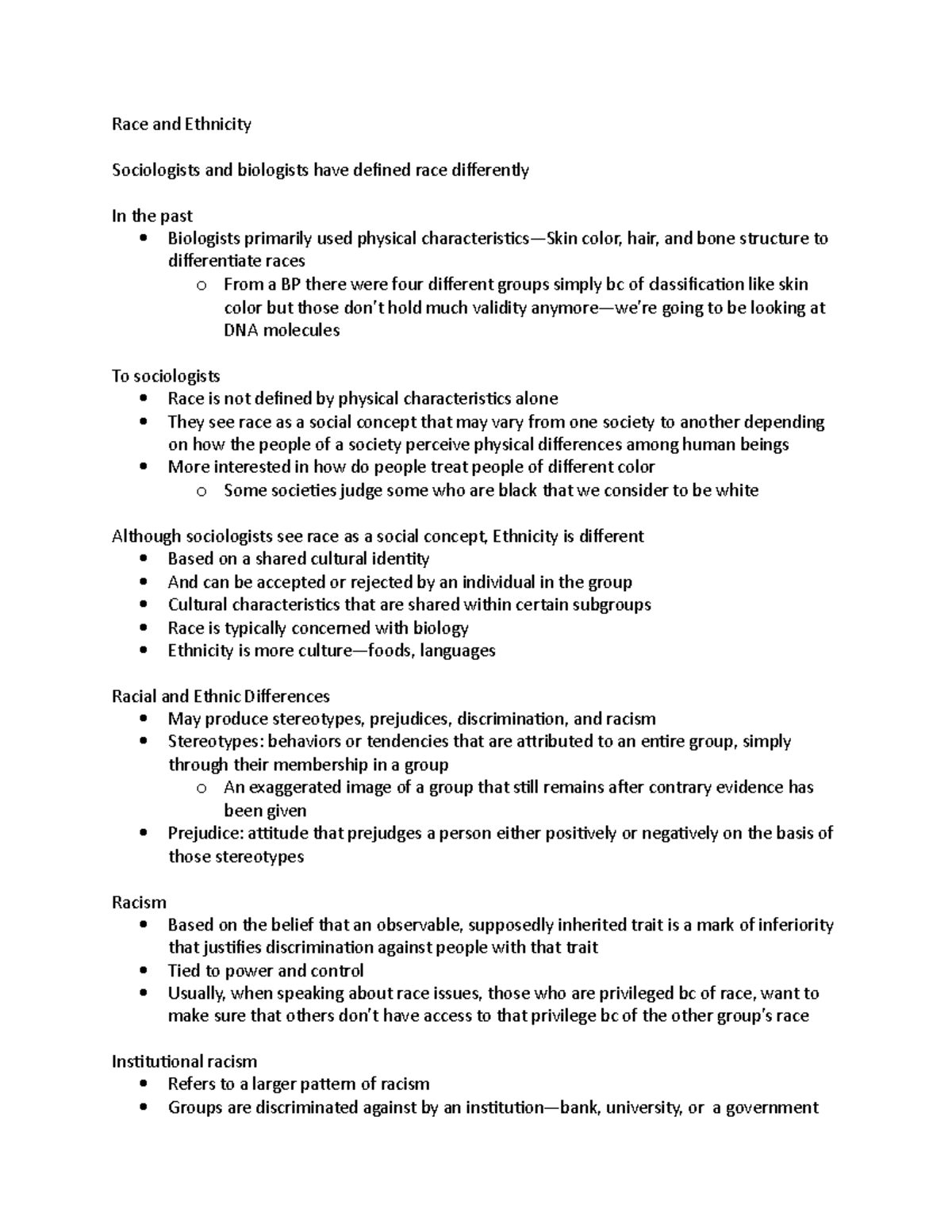 Race and Ethnicity Notes - Race and Ethnicity Sociologists and ...