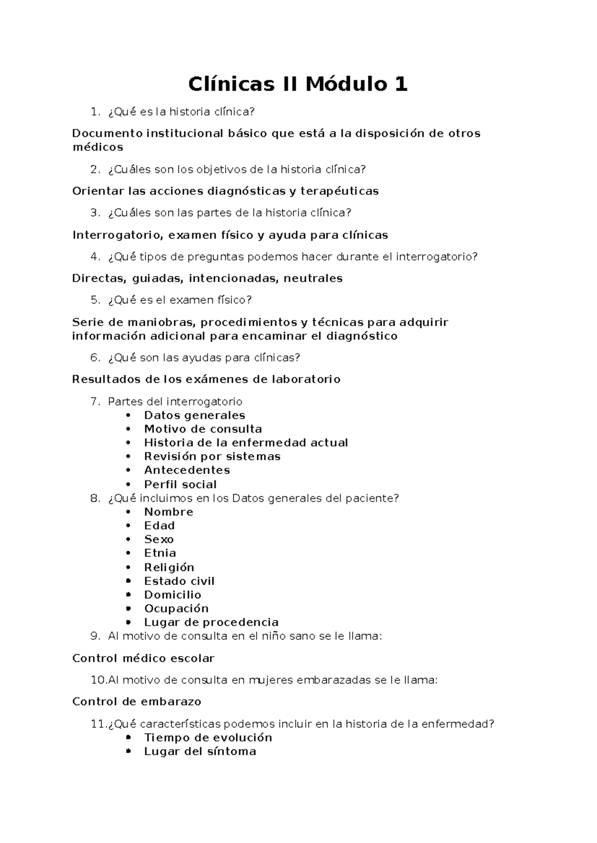 Clínicas II Módulo 1 - Clínicas II Módulo 1 ¿Qué es la historia clínica ...