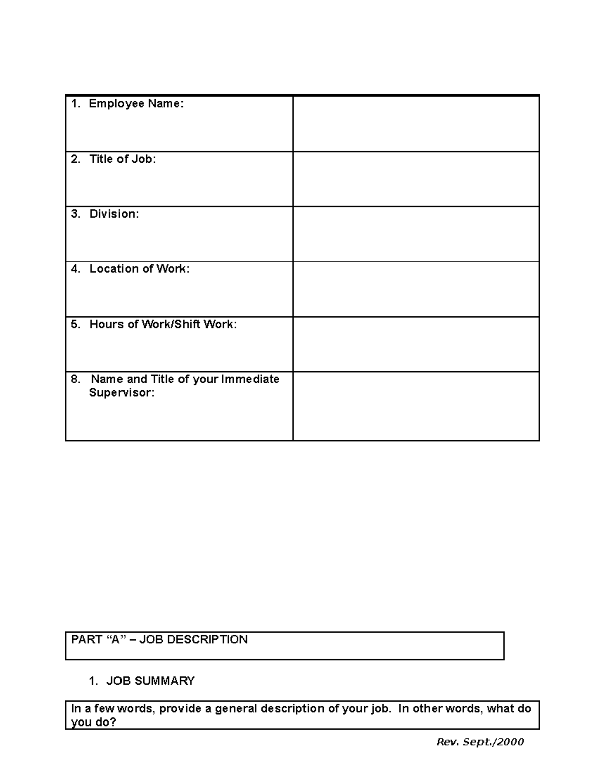 JOB Analysis - Sample 2 - ere - Employee Name: Title of Job: Division ...
