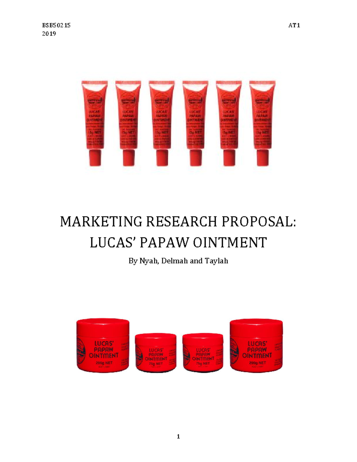 Marketing Research Proposal AT1 - 2019 MARKETING RESEARCH PROPOSAL ...