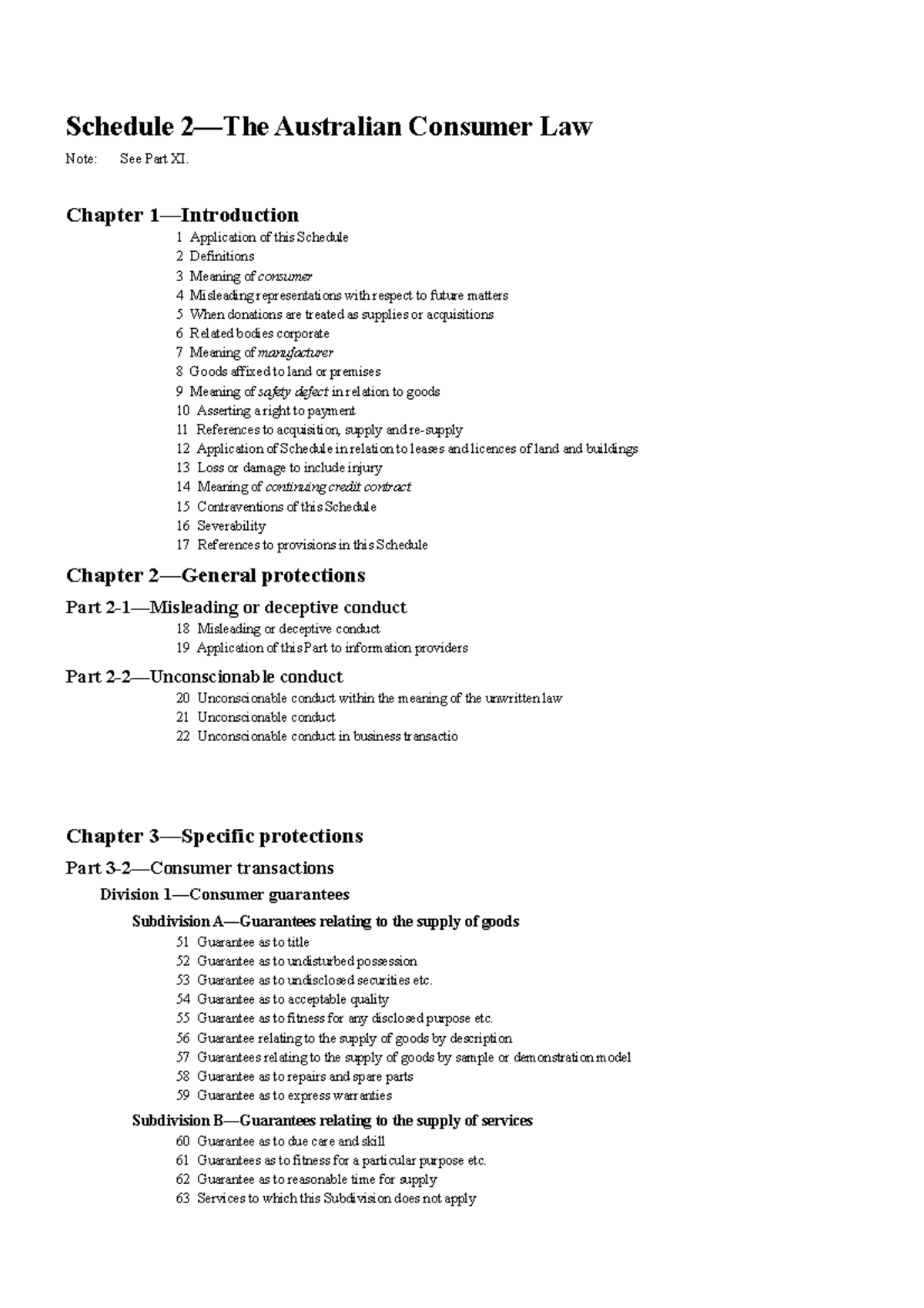 Australian Consumer Law Extract - LST5CCL - LaTrobe - Studocu