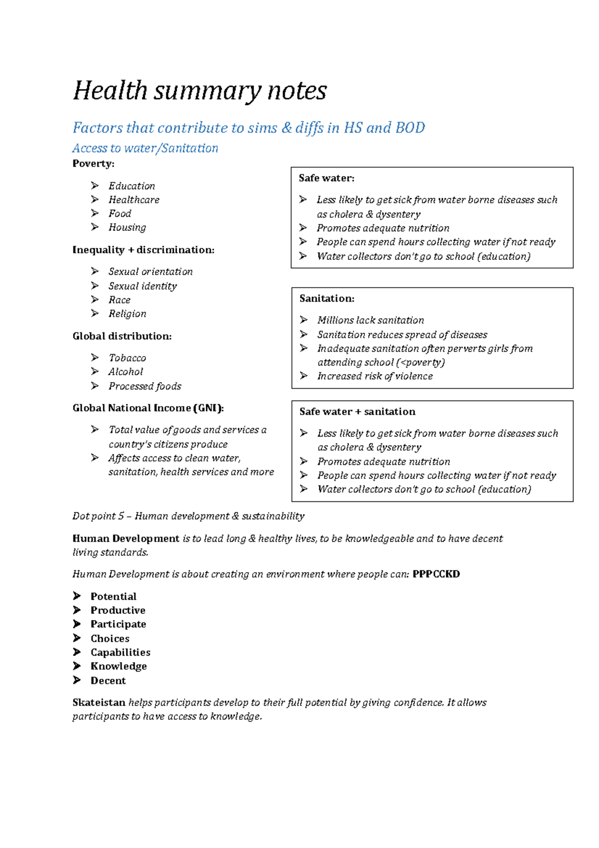Health summary notes - kooooo - Health summary notes Factors that ...