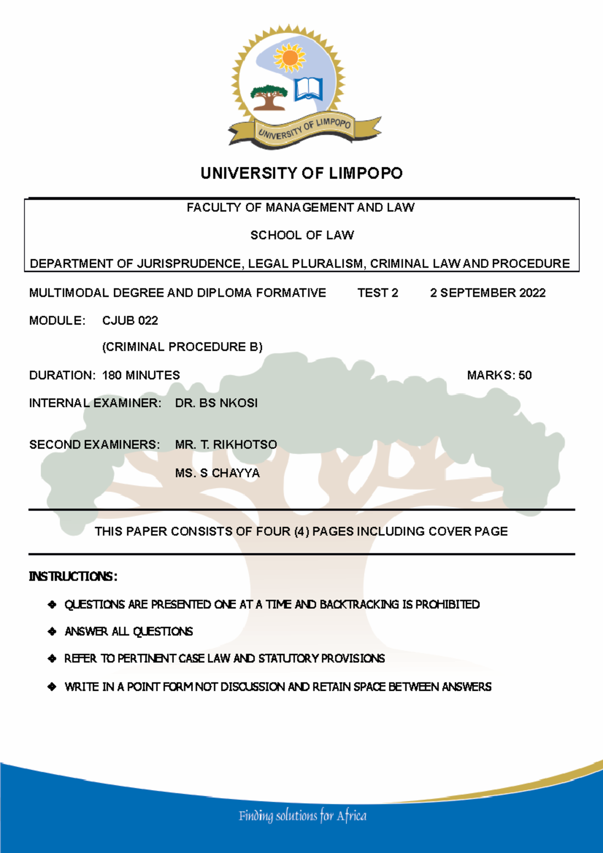 Correct test 2 - This is a marking guideline for test 2. This document ...