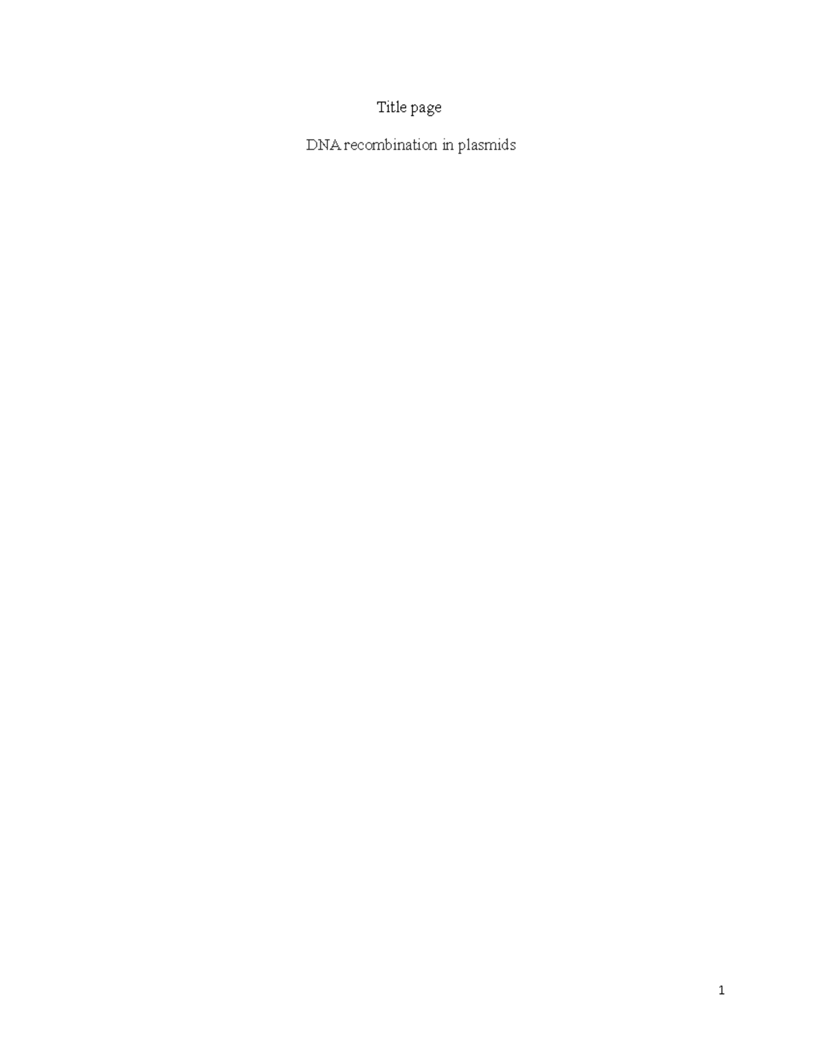 WPS12560403 WR solution - Title page DNA recombination in plasmids ...
