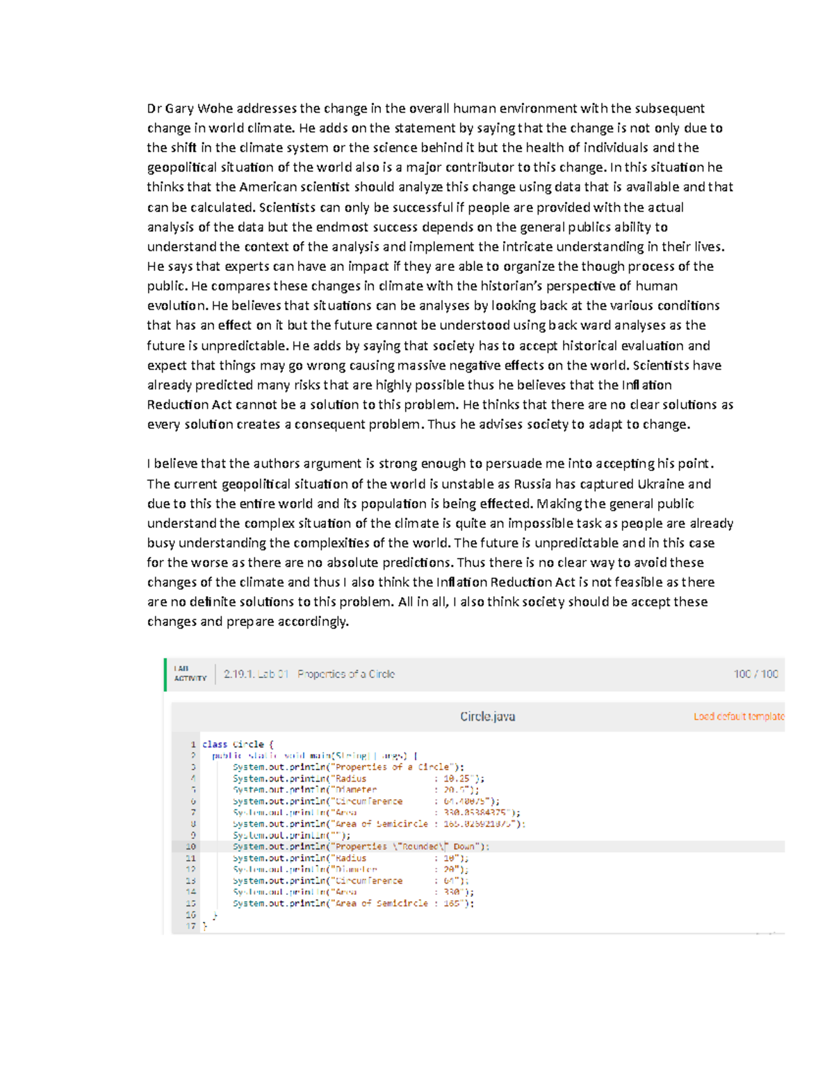 Dr Gary Wohe addresses the change in the overall human environment with ...