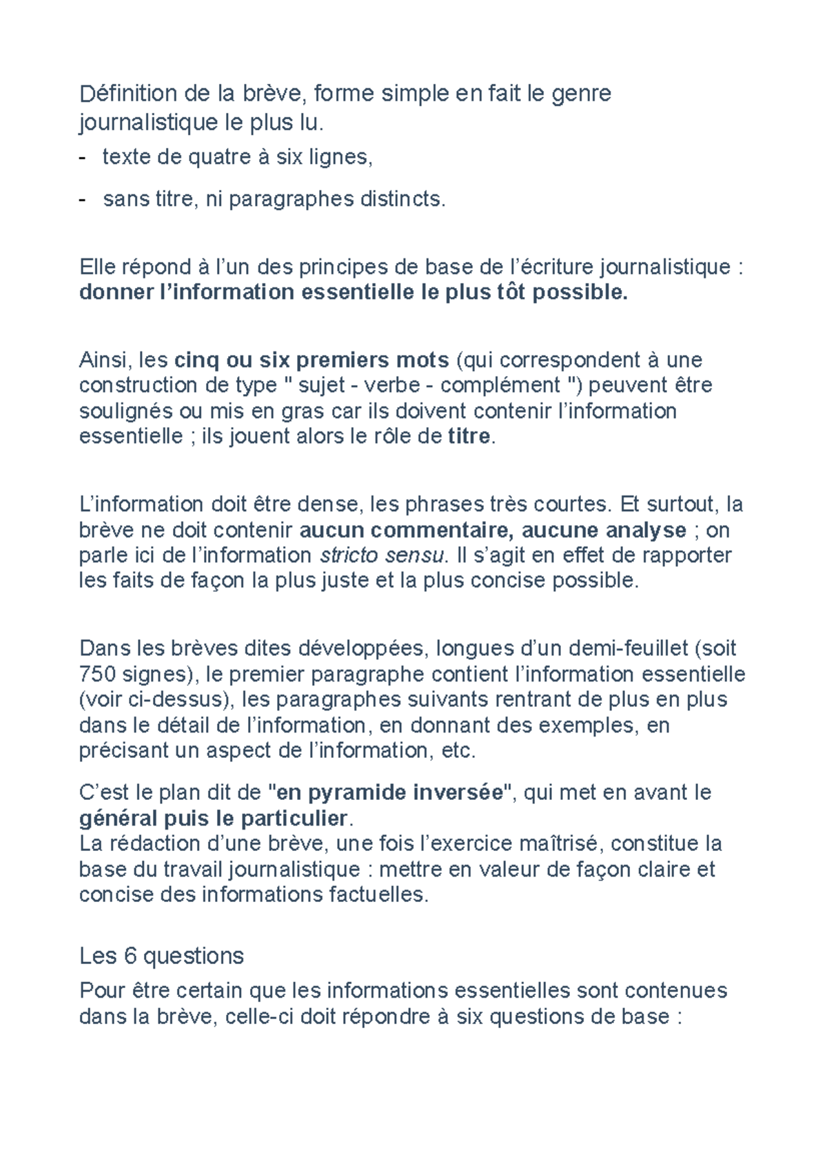 La brève journalistique - Définition de la brève, forme simple en fait ...