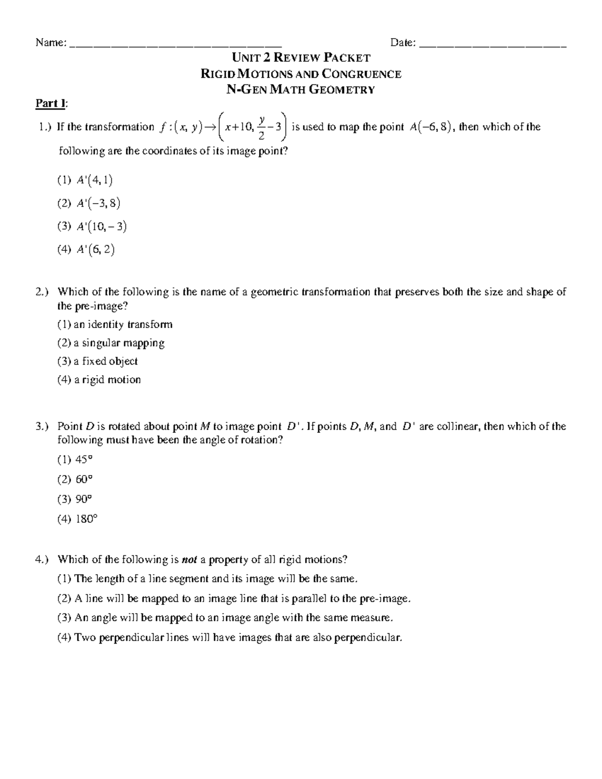 Unit 2 Review 2024 - studying tools - Name ...