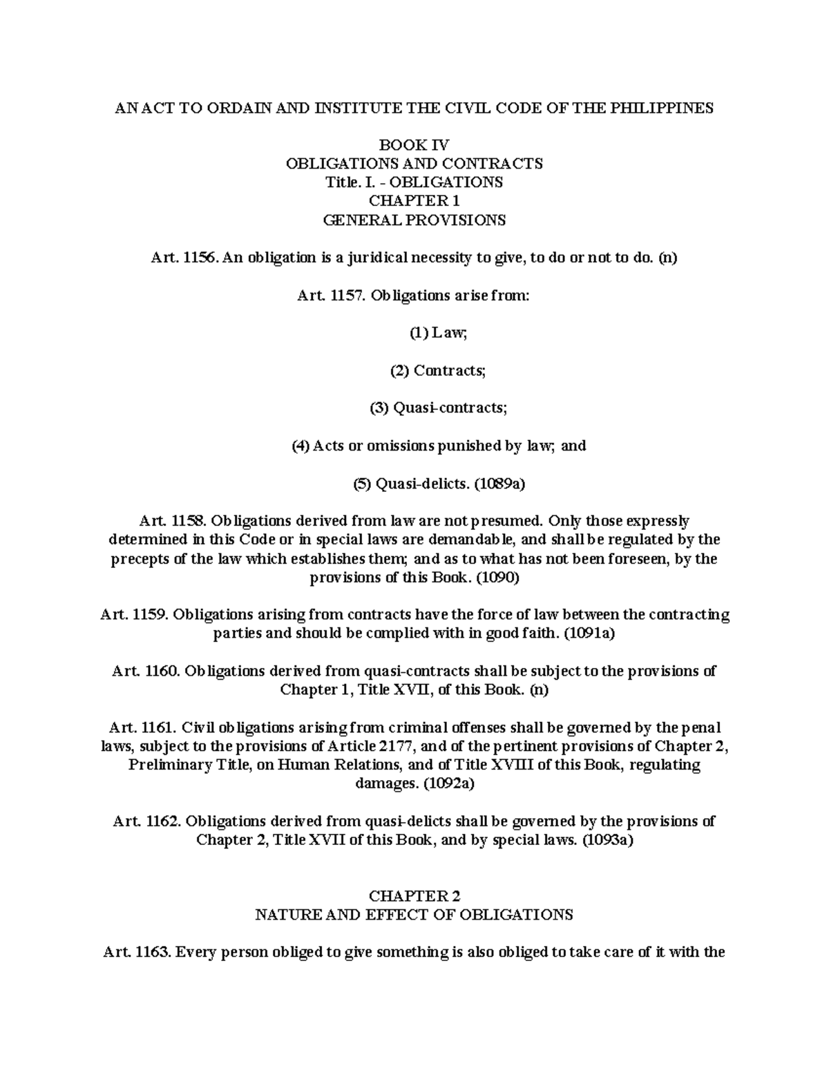 AN ACT TO Ordain AND Institute THE Civil CODE OF THE Philippines - AN ...