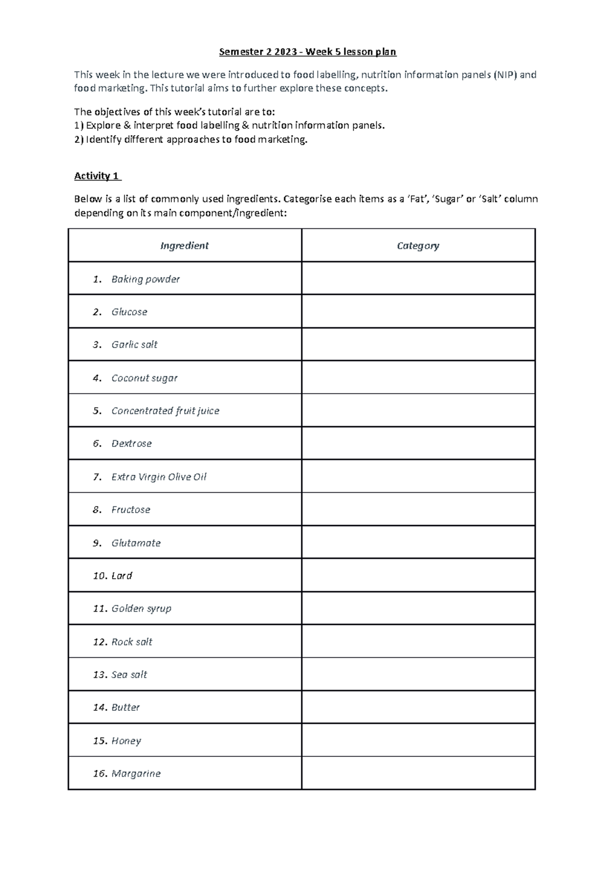 S2 wk 5 lesson plan students copy-1 - Semester 2 2023 - Week 5 lesson ...