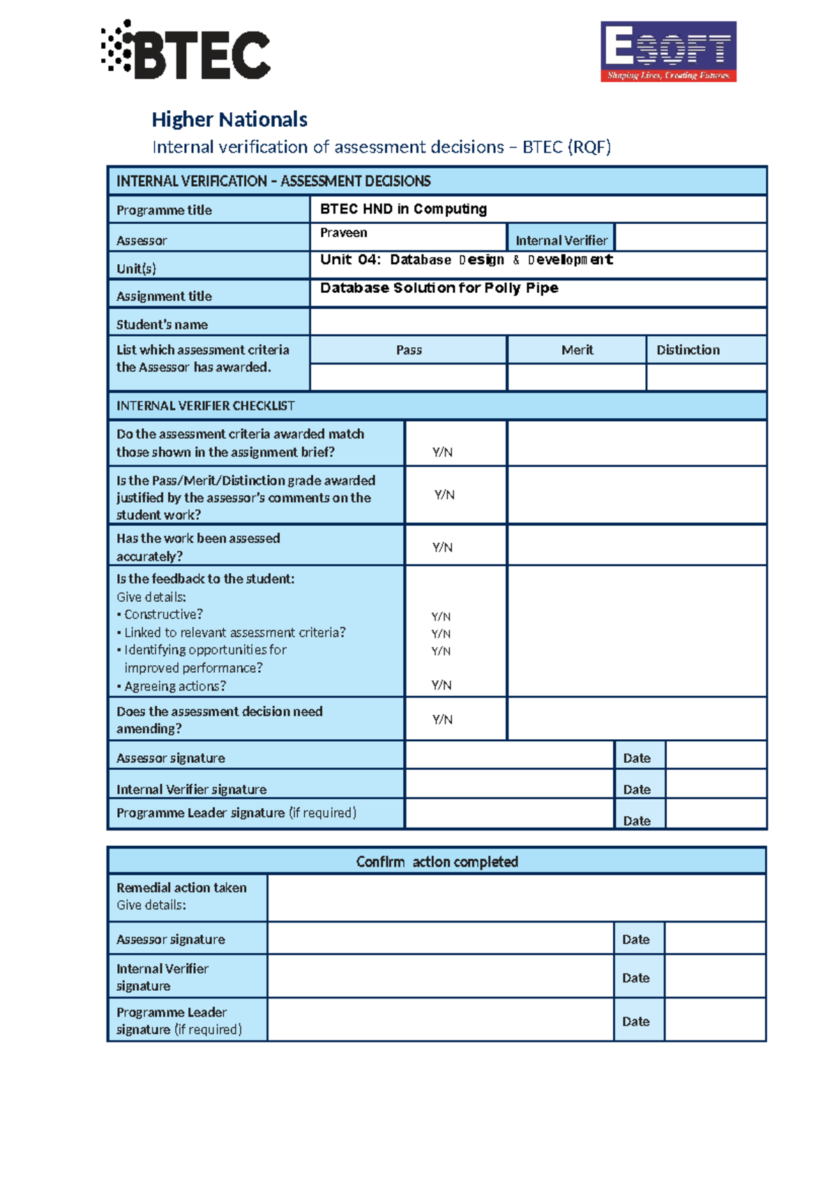 Kaif's Database - good - HND In Computing - Studocu