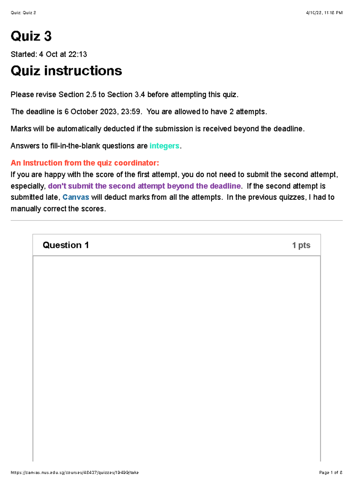 Quiz: Quiz 3 - hsh quiz - Quiz 3 Started: 4 Oct at 22: Quiz ...