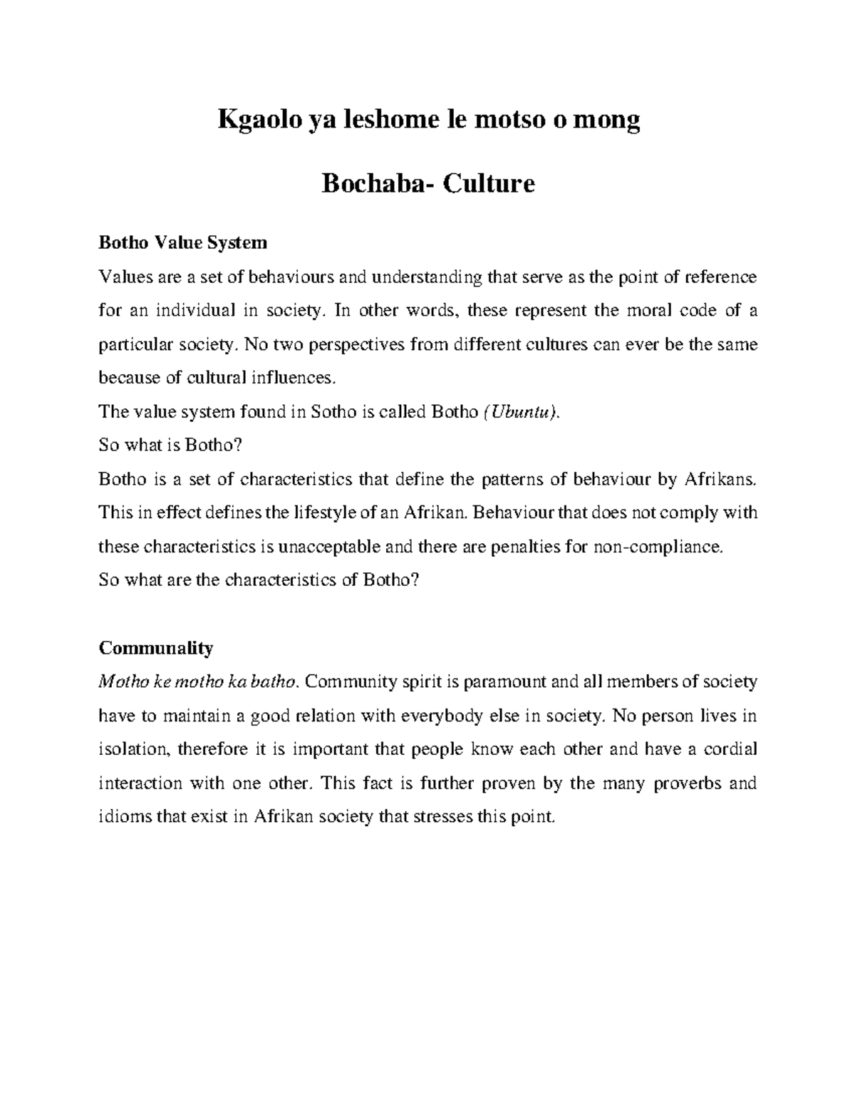 SLL1023S Culture - Kgaolo ya leshome le motso o mong Bochaba- Culture ...