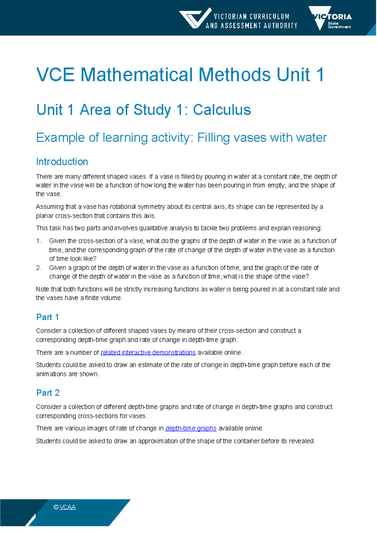 2023Mathematical Methods Unit 1Ao S3filling Vases With Water - VCE Mathematical Methods Unit 1 ...