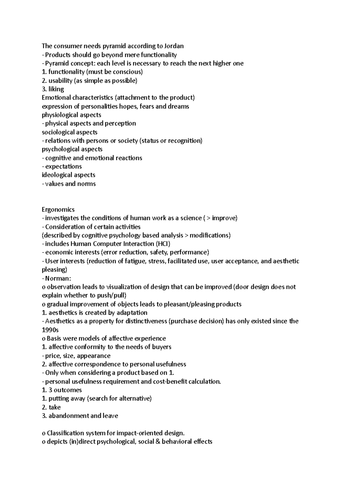 The consumer needs pyramid according to Jordan - personal usefulness ...