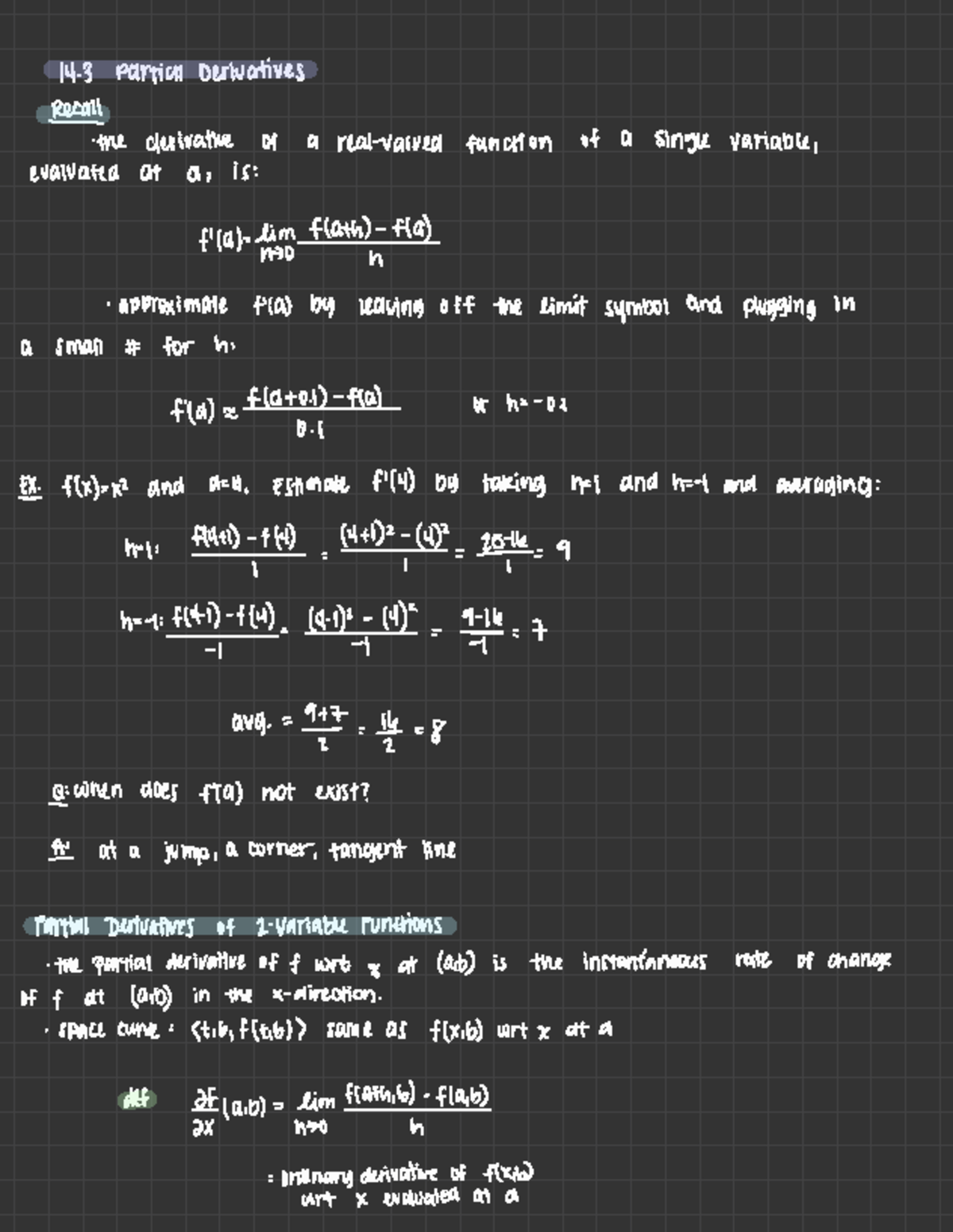 14.3 Partial Derivatives - Partial Derivatives the derivative of a real ...