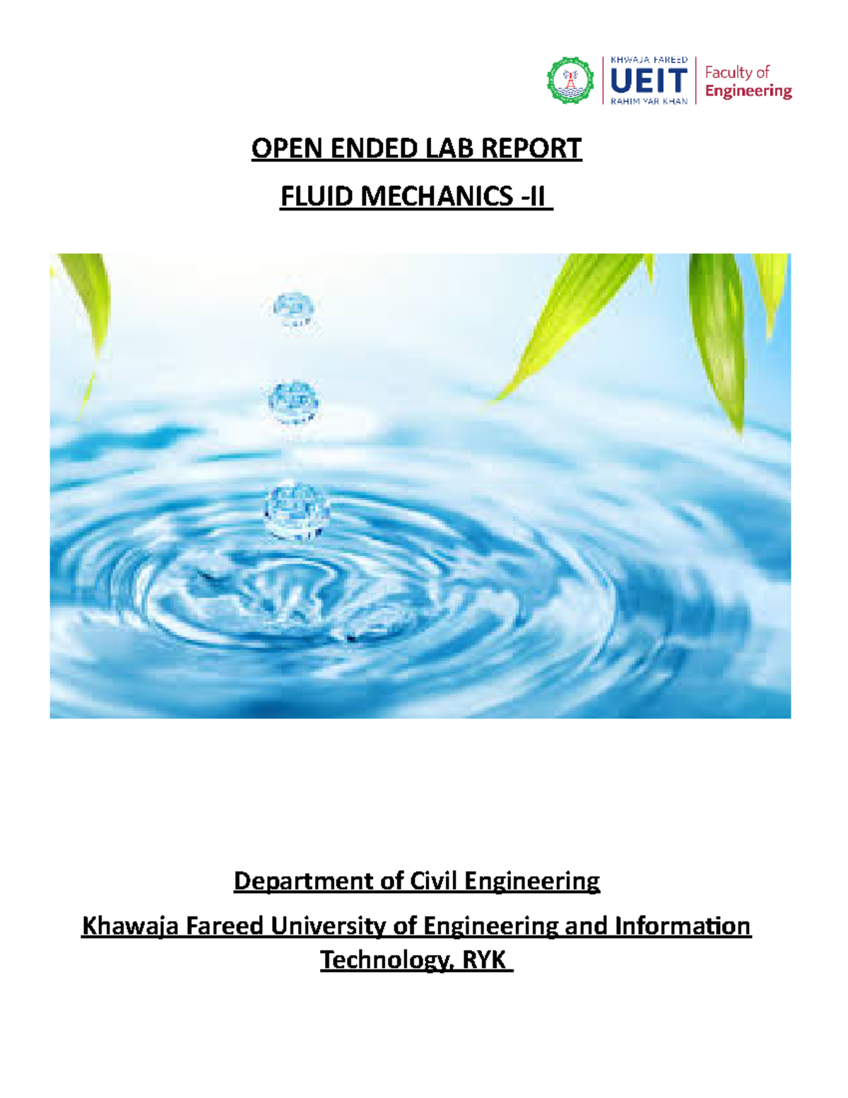 Group 2 FM OEL - notes - OPEN ENDED LAB REPORT FLUID MECHANICS -II ...