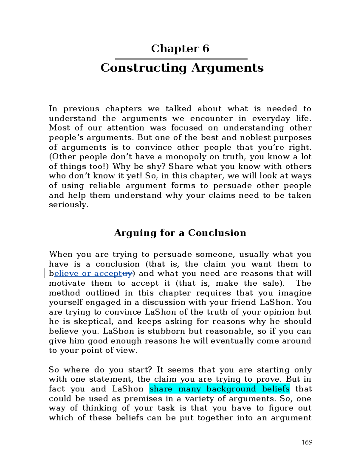 Chapter 6 Constructing Arguments Chapter 6 Constructing Arguments In Previous Chapters We