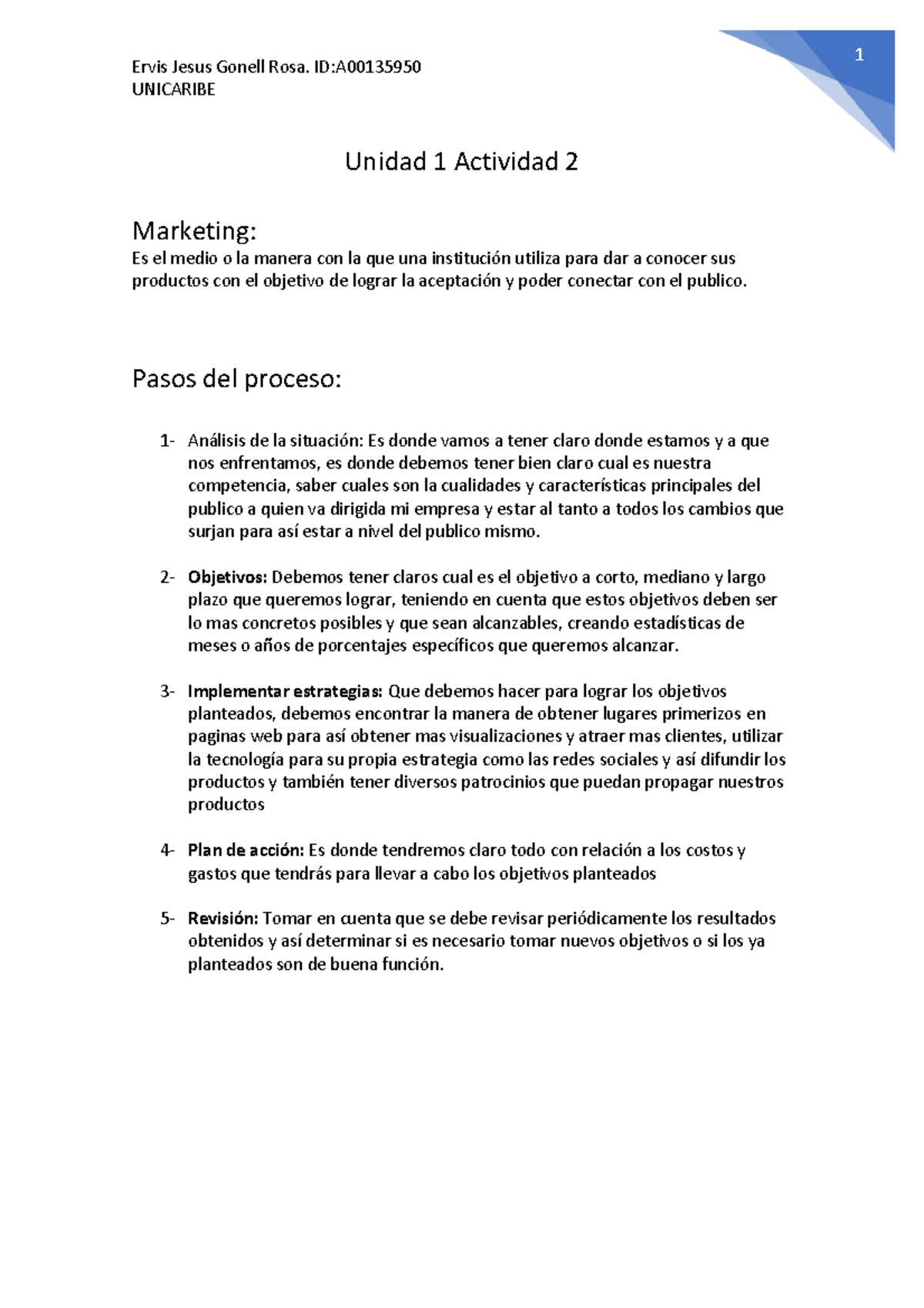 Gonell Ervis - Definición y Proceso de Marketing - contabilidad basica - O&M - Studocu