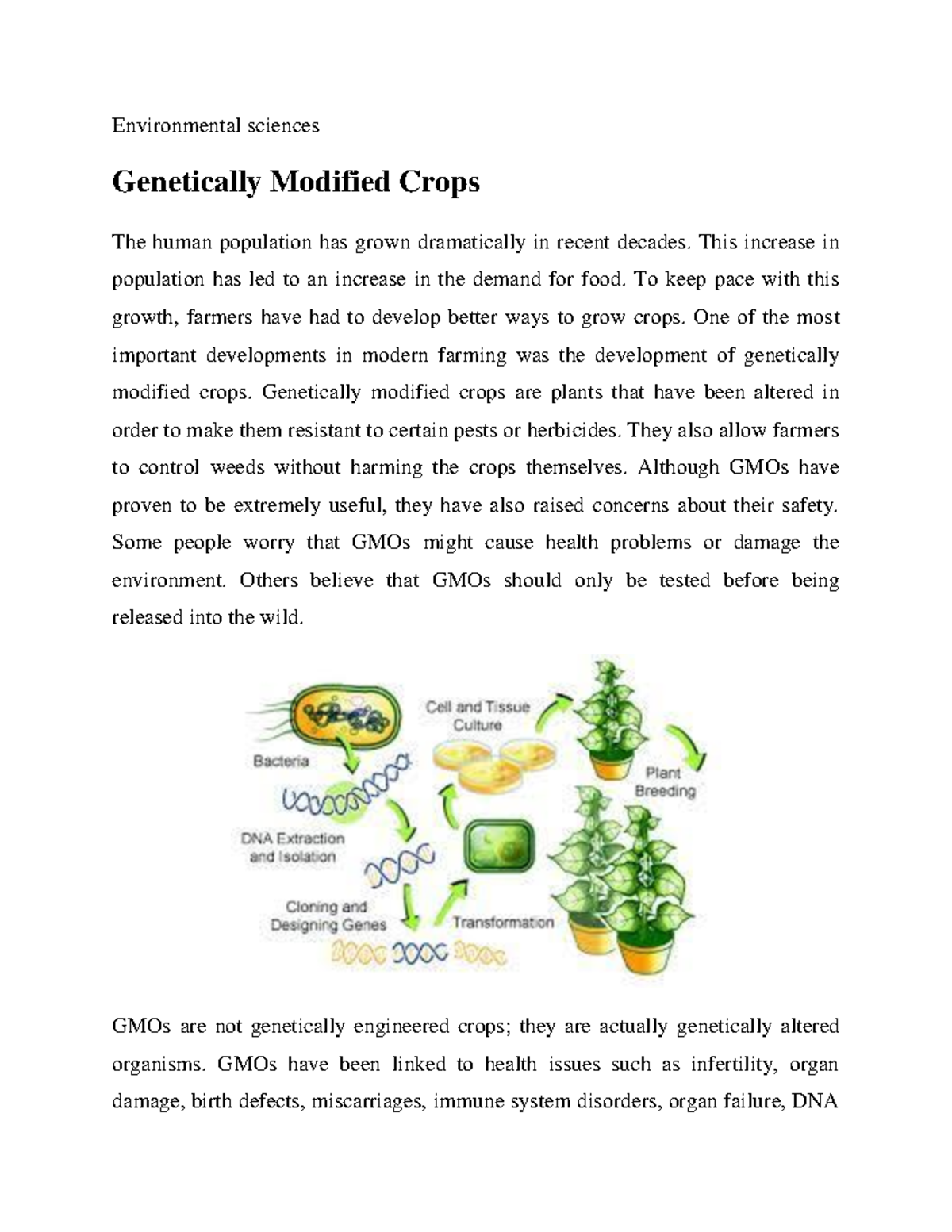 Genetically Modified Crops - Environmental sciences Genetically ...