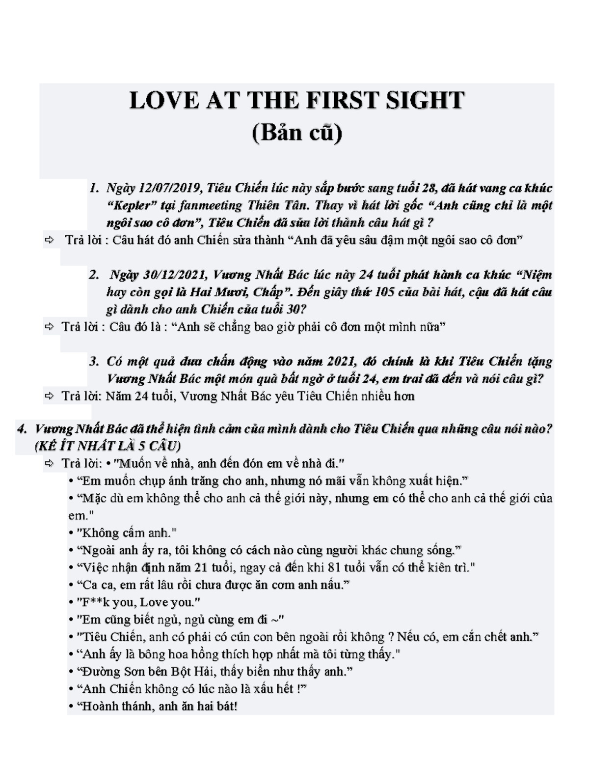 LOVE AT THE First Sight 1 - LOVE AT THE FIRST SIGHT (Bản cũ) Ngày 12/07 ...