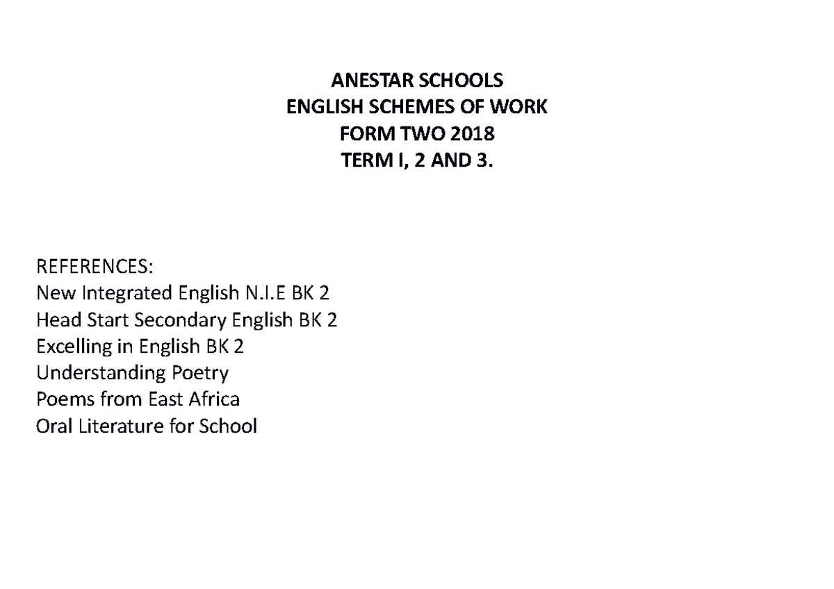 English F2 - These are lessons notes and questions - ANESTAR SCHOOLS ...