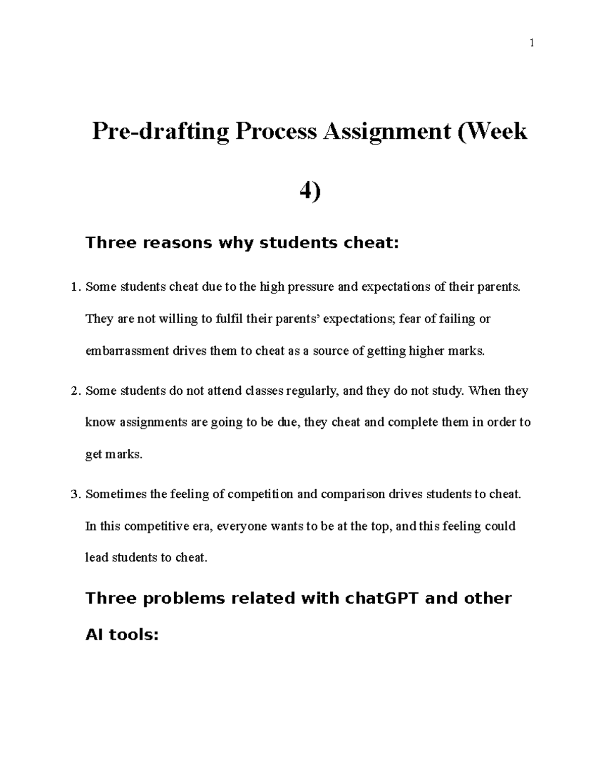 COMM 171-060-Project 1 Draft template (Week 4) - Pre-drafting Process Assignment (Week 4) Three ...
