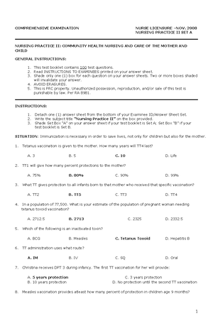 Scribd - Lecture notes - PREBOARD EXAM NP3 MEDICAL SURGICAL NURSING ...