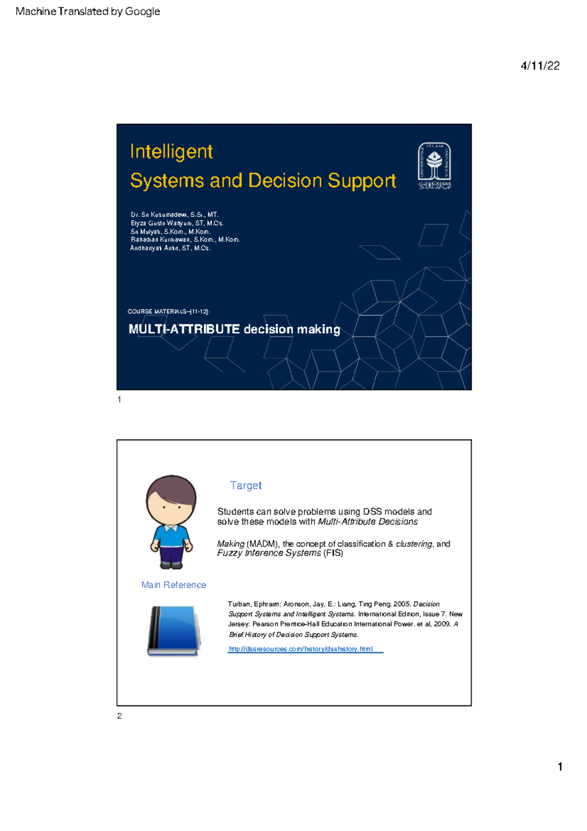 Materi 11 - intelligent system - Target Intelligent Systems and ...