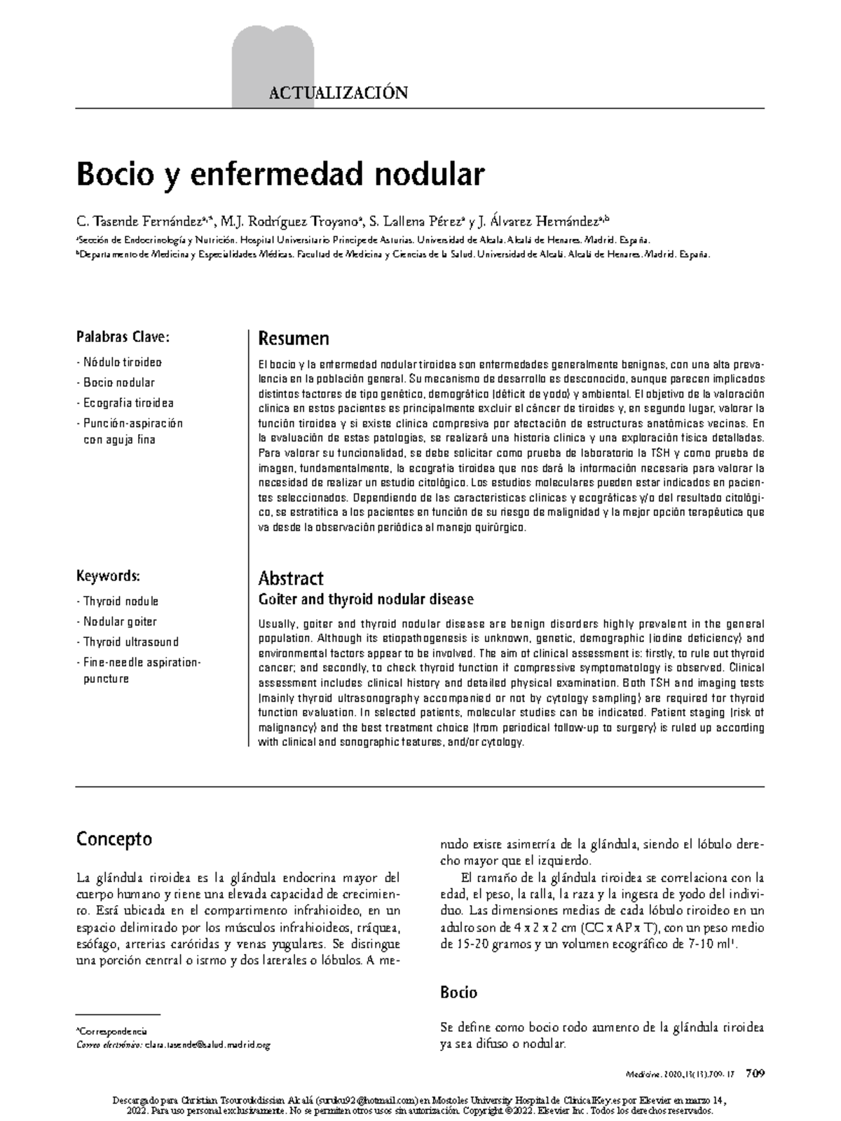 Bocio Y Enfermedad Nodular Tiroidea - Medicine. 2020;13(13):709-17 709 ...
