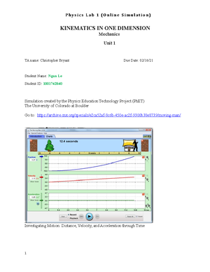 Lab 3 - Lab assignment. - RAMP: FORCES AND MOTION Mechanics Unit 3 TA name: Christopher Bryant ...