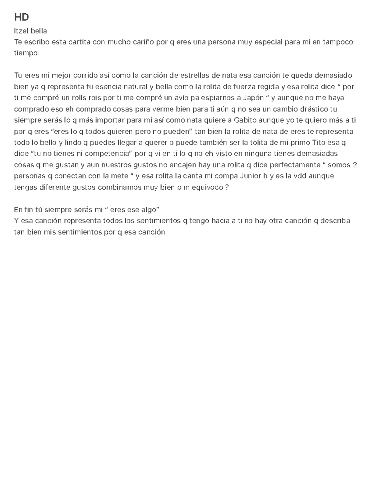 HD - Es multi usos - HD Itzel bella Te escribo esta cartita con mucho ...