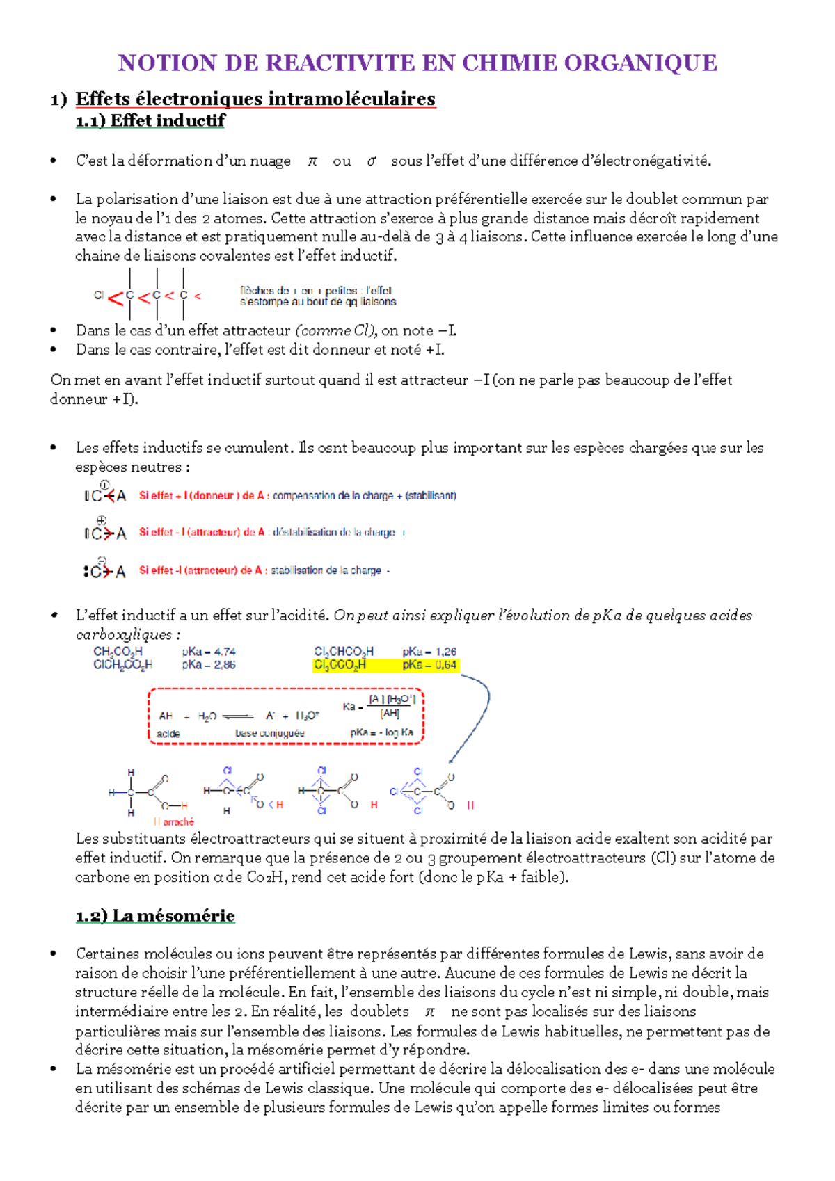 Notion de Reactivite en Chimie Organique - NOTION DE REACTIVITE EN ...