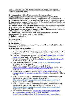 Plan pour l'exposé - plan pour exposé tres detaillé - Plan de l’exposé ...