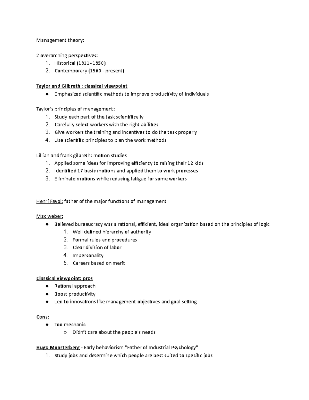 Class 2 - Intro MGT - Management theory: 2 overarching perspectives: 1 ...