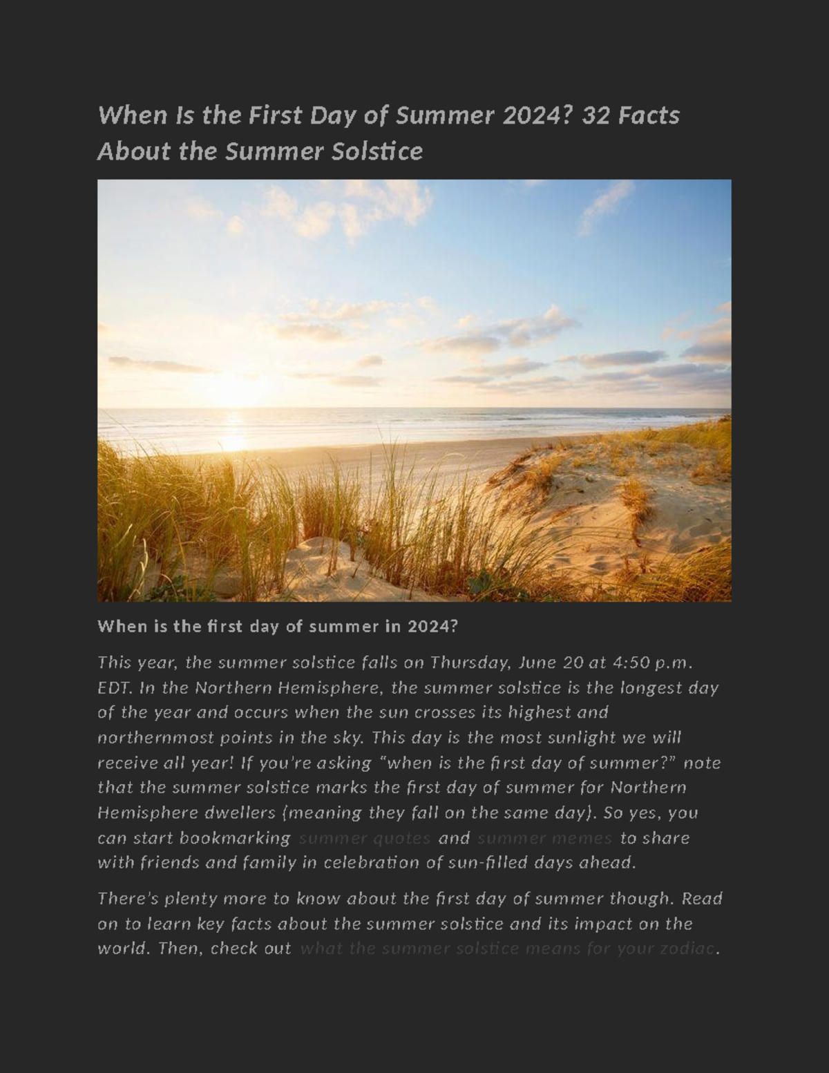 Summer soltice - hạ chí - sử đảng - When Is the First Day of Summer ...