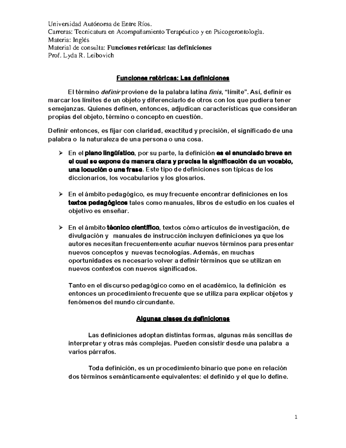 Funciones retóricas las definiciones - Warning: TT: undefined function: 32 Universidad Autónoma ...