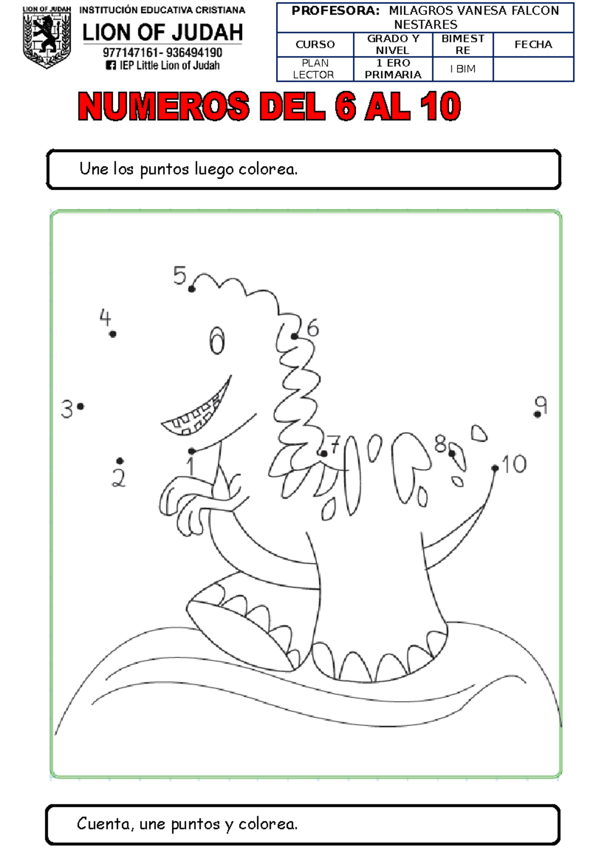 Numeros del 6 al 10 para Ninos de 5 anos - Fichas de Trabajo PROFESORA ...