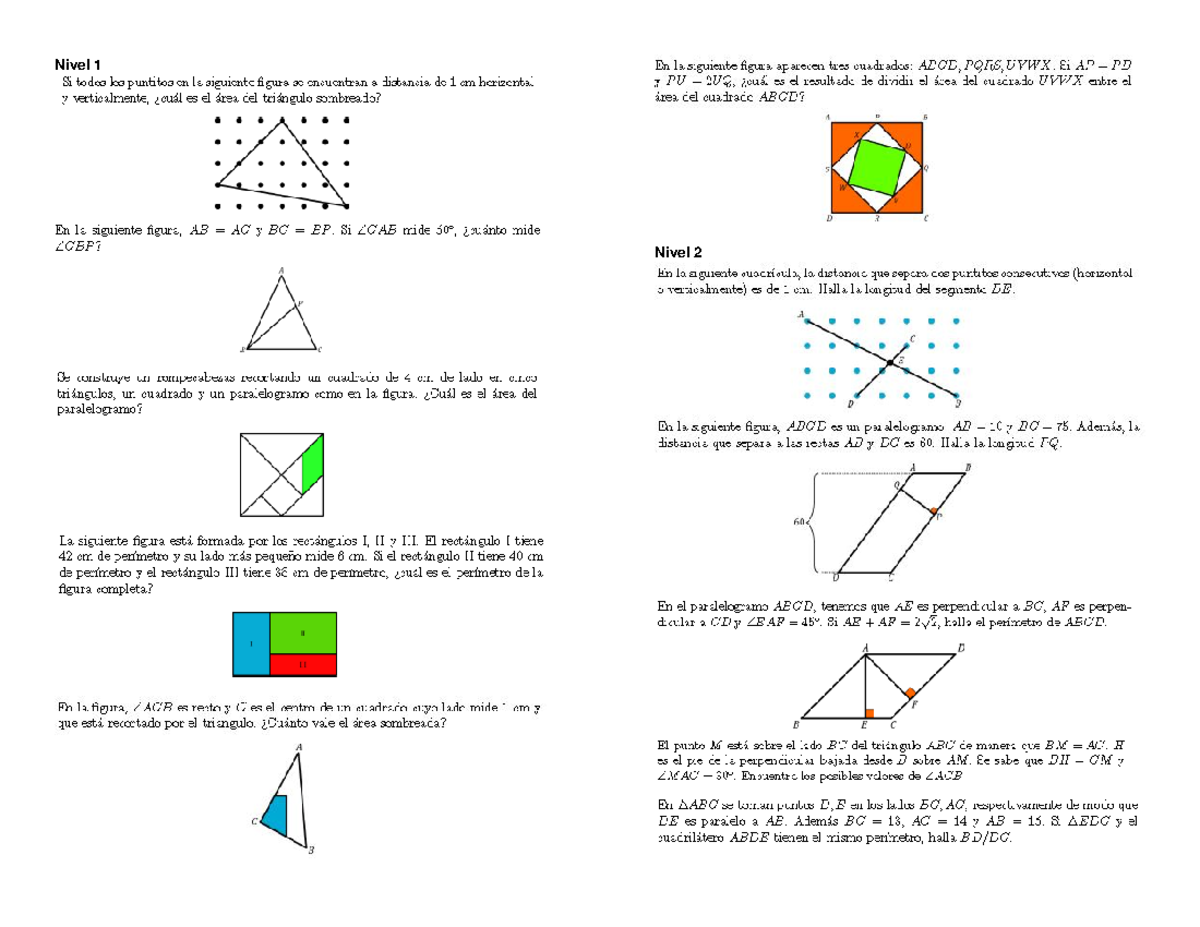 PRoblemas Geometria Ommeb - Matemáticas Básicas - Nivel Nivel Nivel ...