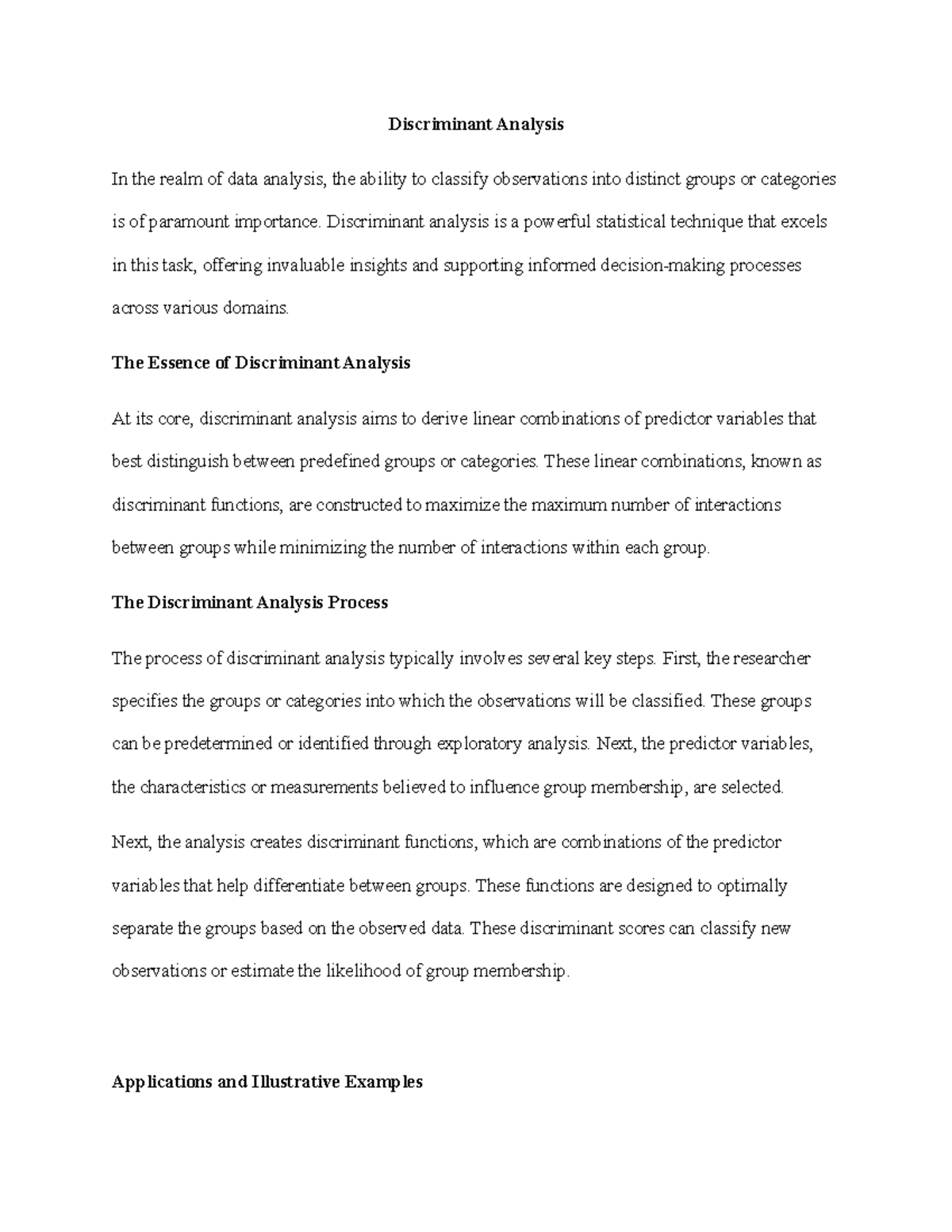 Discriminant Analysis - Discriminant analysis is a powerful statistical ...