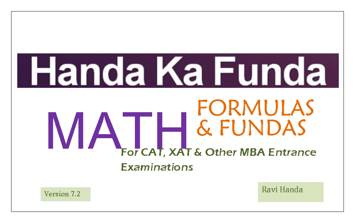 HKFMath Fundas - Math Formulas - MATH FORMULAS & FUNDAS For CAT, XAT ...
